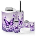 Bathroom Accessory Set 6 Piece with Purple Bathroom Decor Abstract ...