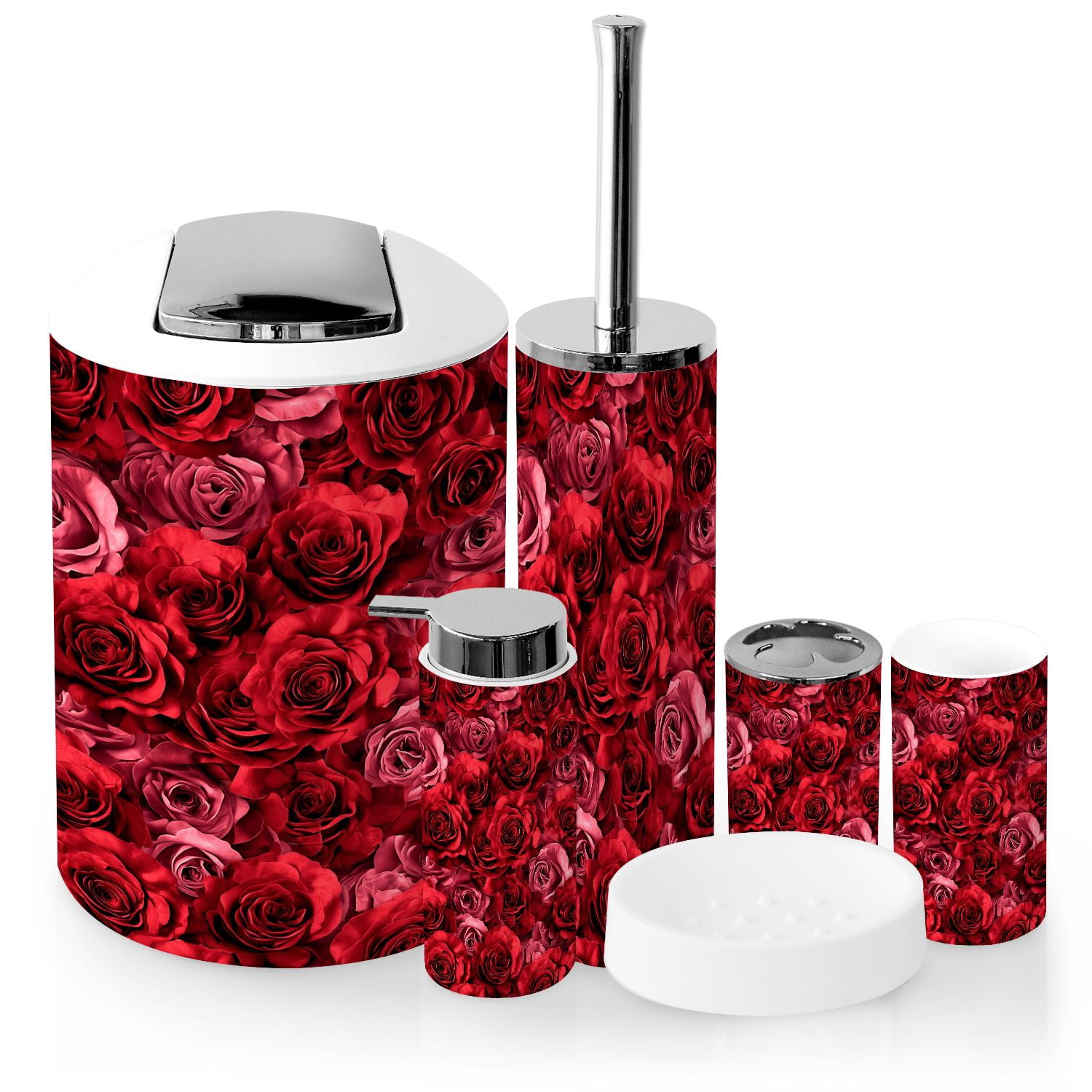 Bathroom Accessory Set 6 Piece with Rose flower Seamless Happy mother ...