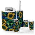 Bathroom Accessory Set 6 Piece with Seamless sunflower Vintage abstract ...