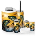 Bathroom Accessory Set 6 Piece with Two Bass Fish Leaping Out Water ...
