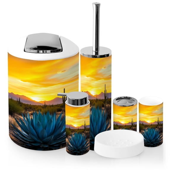 Bathroom Accessory Set 6 Piece with Western Landscape Nature Scenery ...