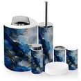 Bathroom Accessory Set 6 Piece with abstract white blue marble golden ...