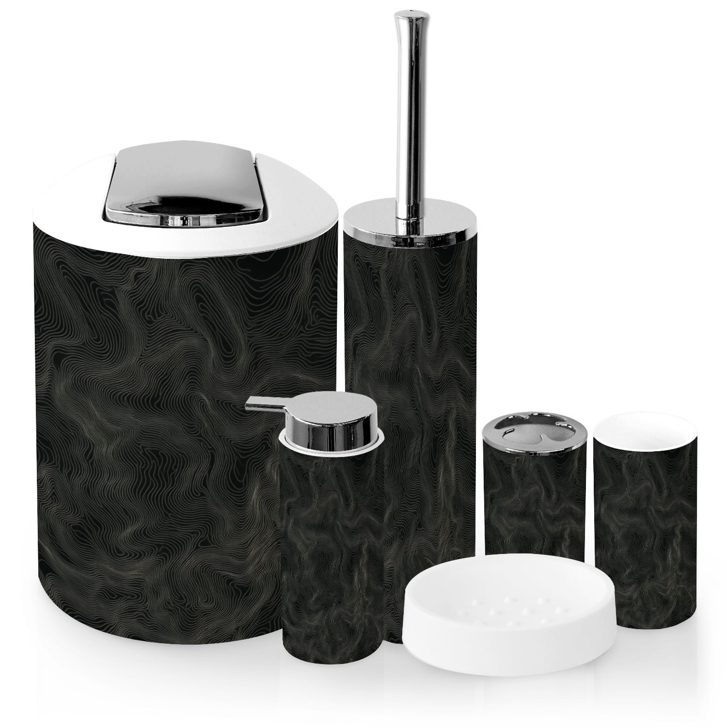 Bathroom Accessory Set 6 Piece with topographic map Topographic map ...