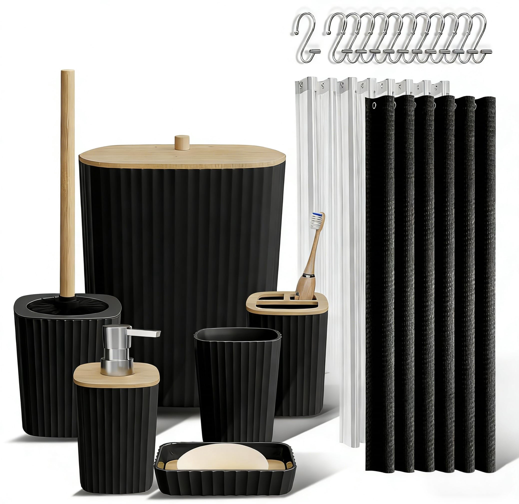 Bathroom Accessory Set 7 Plastic With Cover Include Soap Dish ...