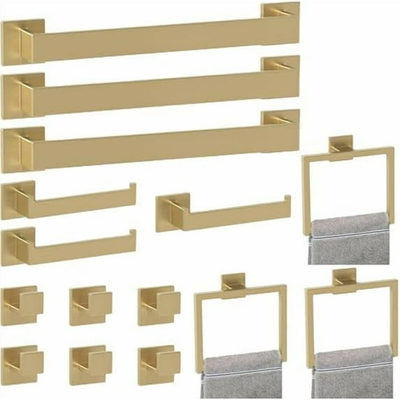 Bathroom Accessory Towel Bar Set: 15 Pieces Gold Bathroom Hardware ...