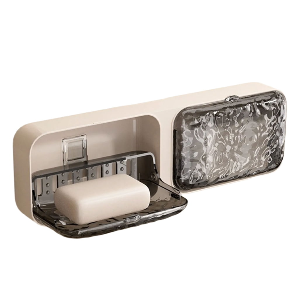 Bathroom Adhesive Soap Storage Rack Wall Mount No Drill Drainage Shelf ...