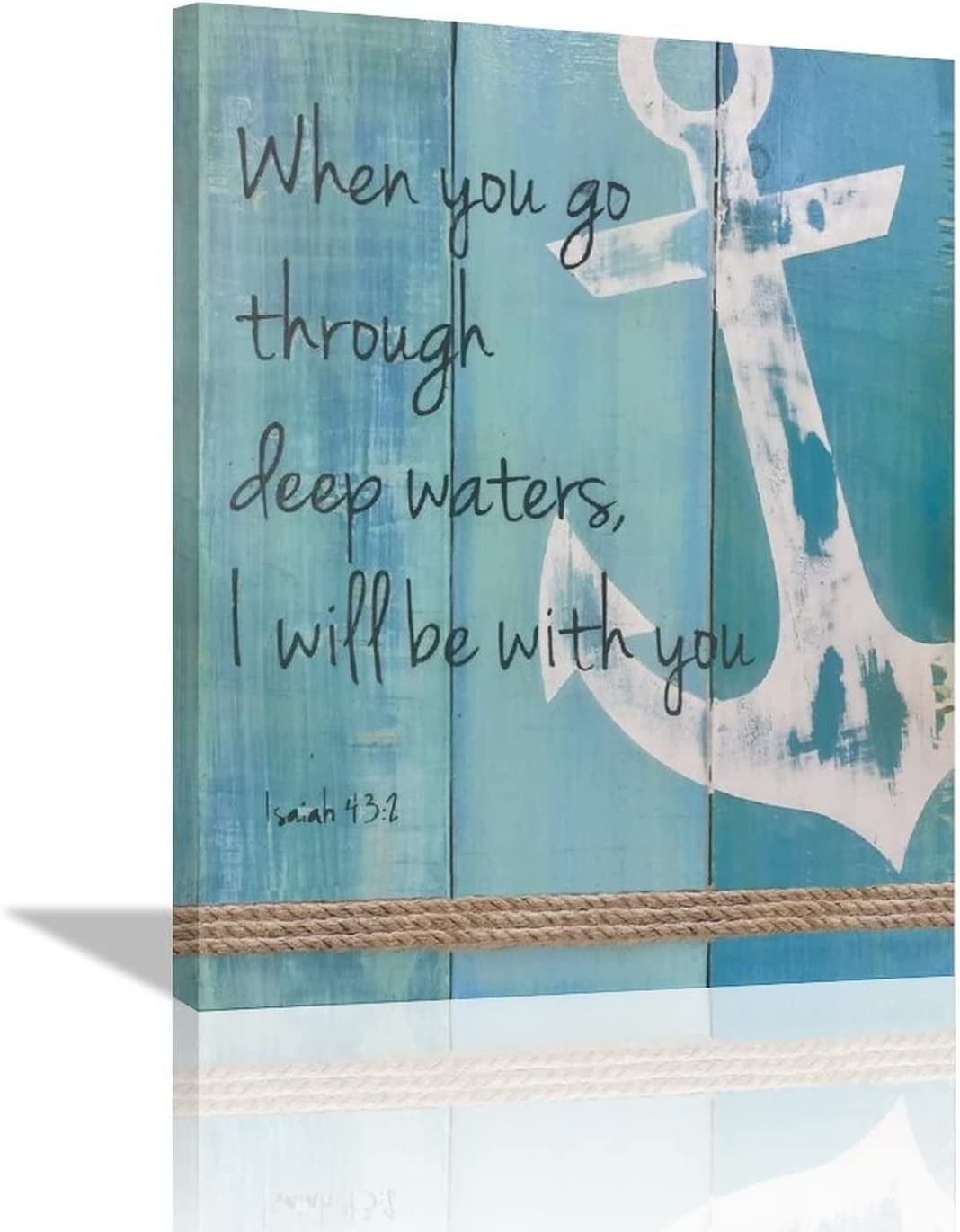 Bathroom Anchor Wall Art Christian Scripture Canvas Print Nautical ...