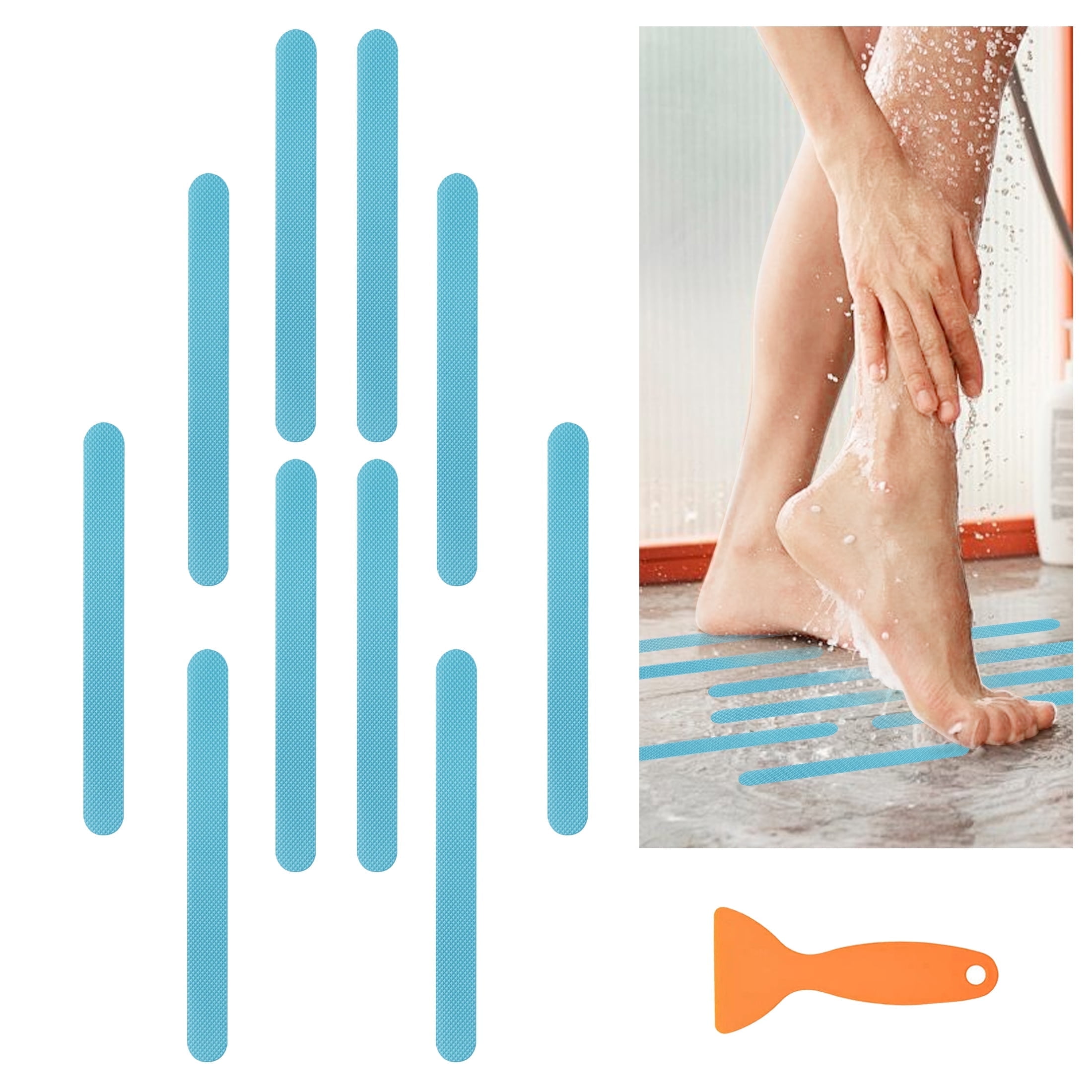 YDmeet 24 Pcs Blue 7.87x0.787 inch Shower Floor Non Slip Stickers, Anti ...
