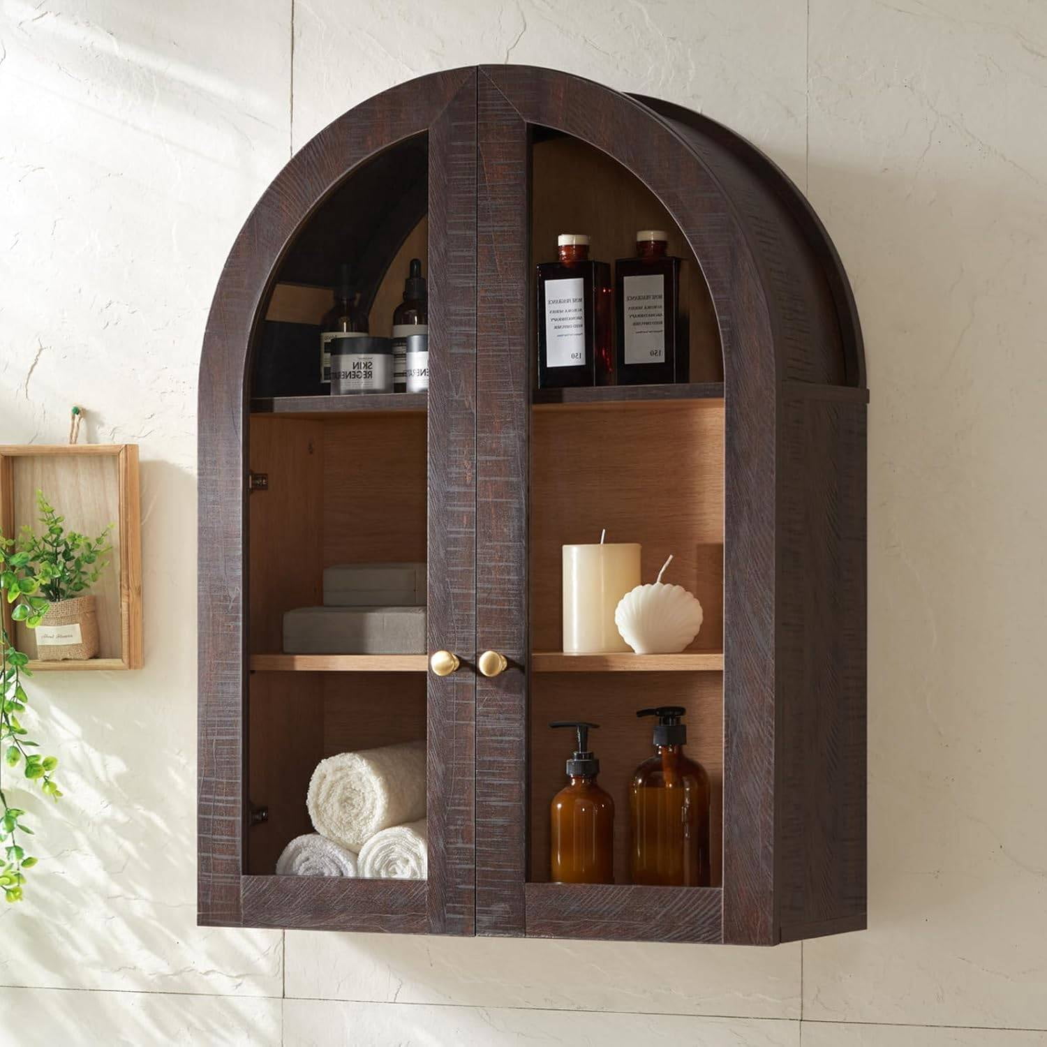 Bathroom Arched Wall Cabinet Over The Toilet Storage Cabinet, 23.5×31.4 ...