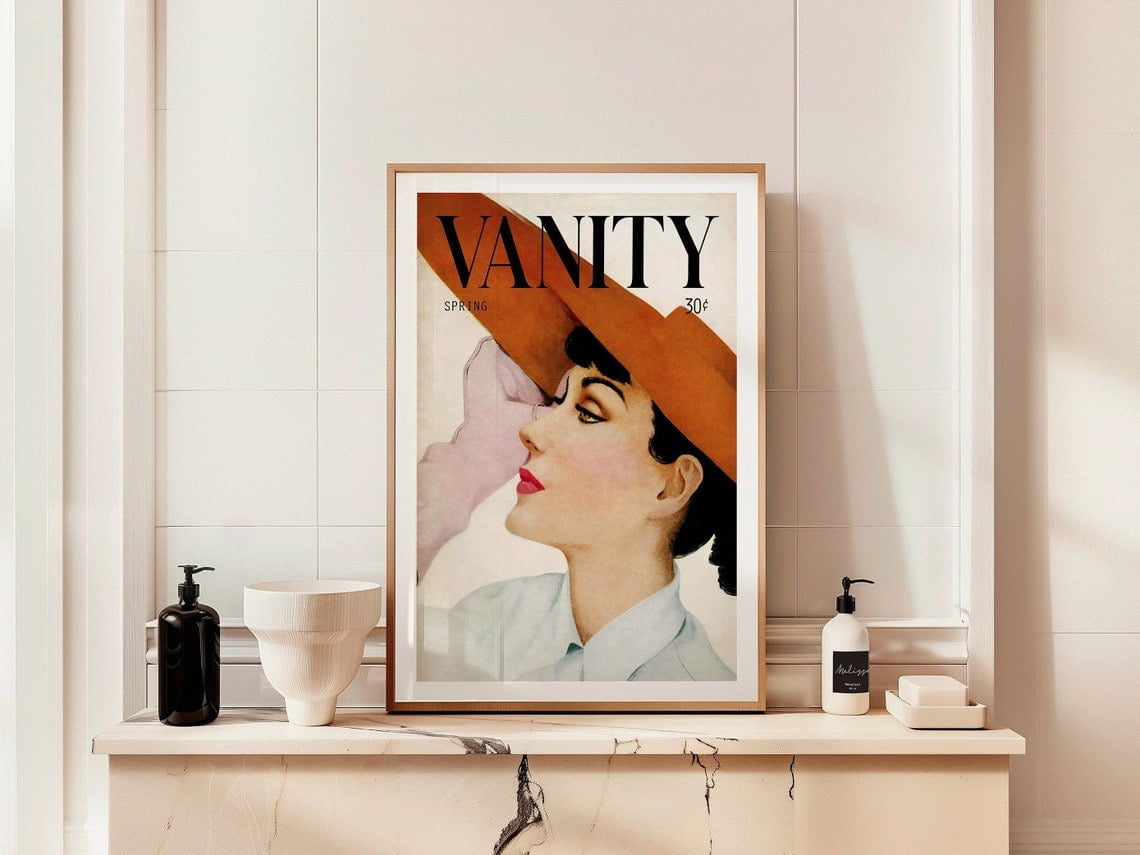 Bathroom Art Vanity Print Vintage Bathroom Wall Decor Woman'S Bathroom ...