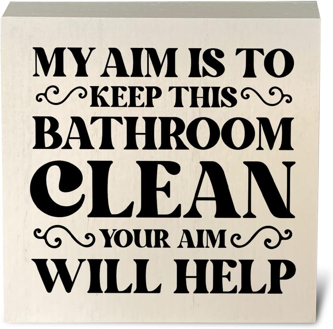 Bathroom Artwork Wood Box Sign Rustic Farmhouse Style My Aim is to Keep ...