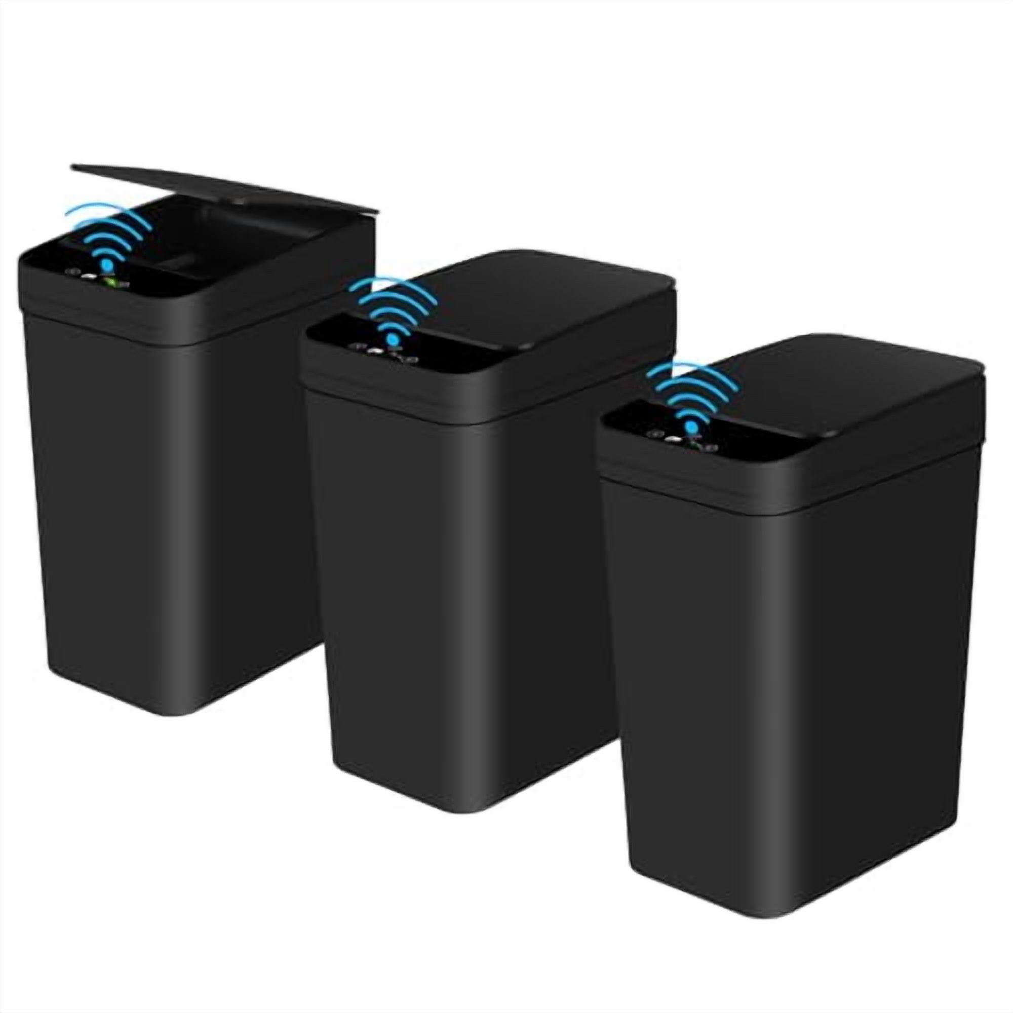 Bathroom Automatic Trash Can 3 Pack 2.2 Gallon Motion Sensor Touchless ...