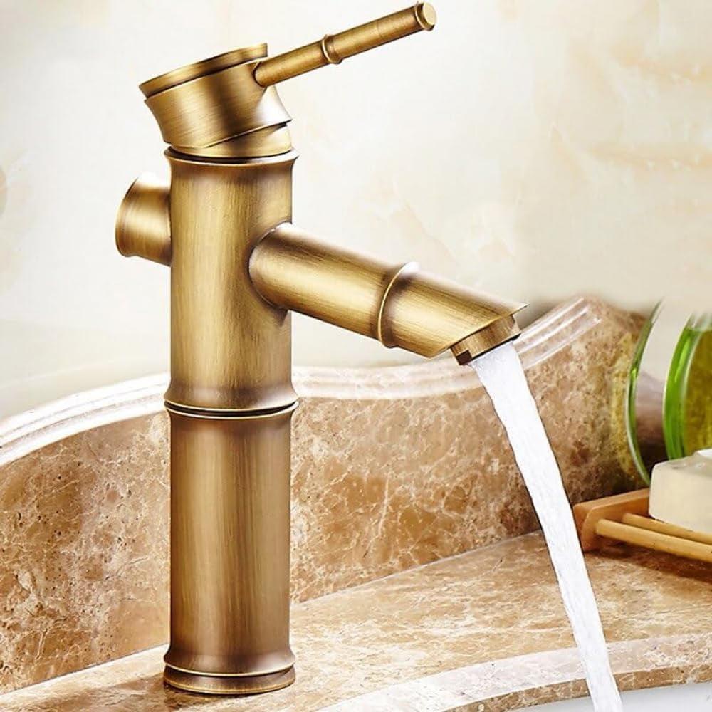 Bathroom Basin Faucet Bamboo Style Antique Sink Mixer Deck Mounted ...