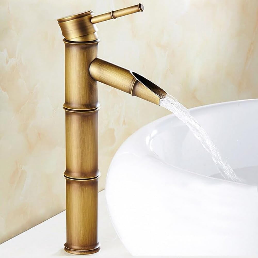 Bathroom Basin Faucet Bamboo Style Antique Sink Mixer Deck Mounted ...