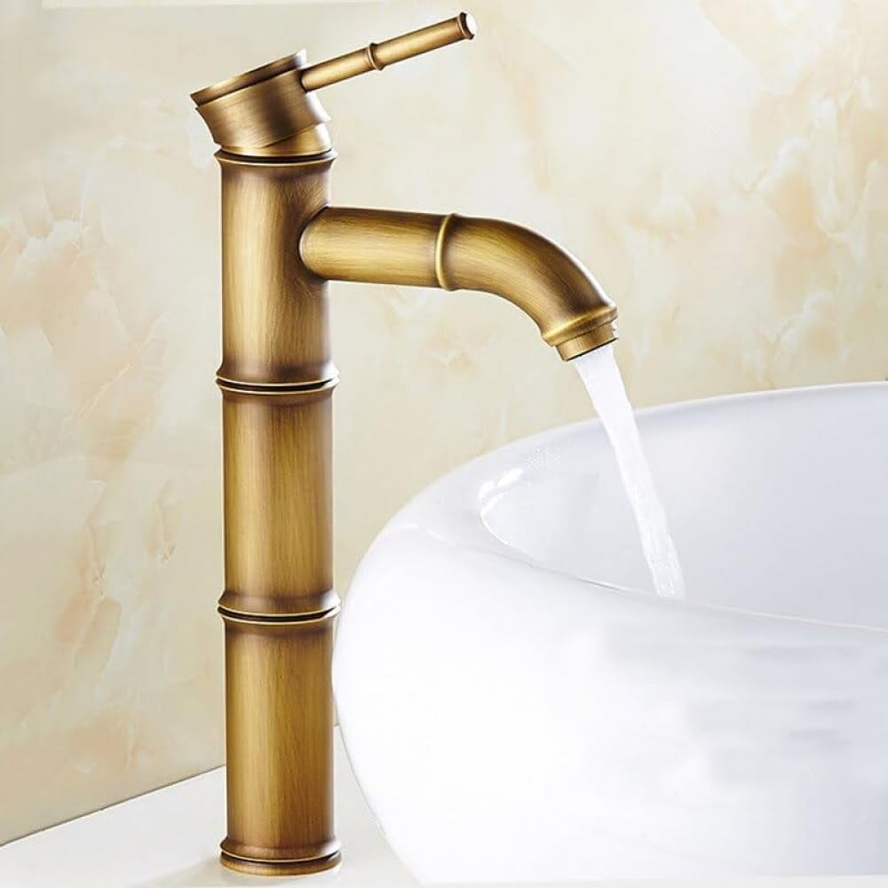 Bathroom Basin Faucet Bamboo Style Antique Sink Mixer Deck Mounted ...