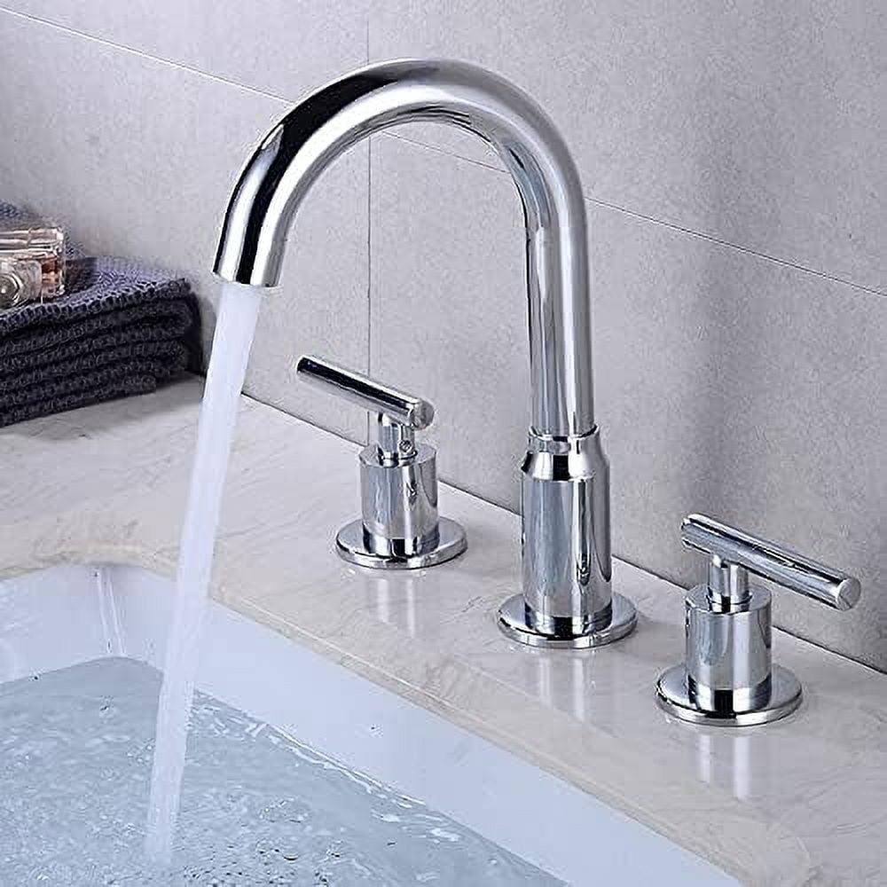 Bathroom Basin Faucet Deck Mounted Double Handle Faucet Matt Black ...
