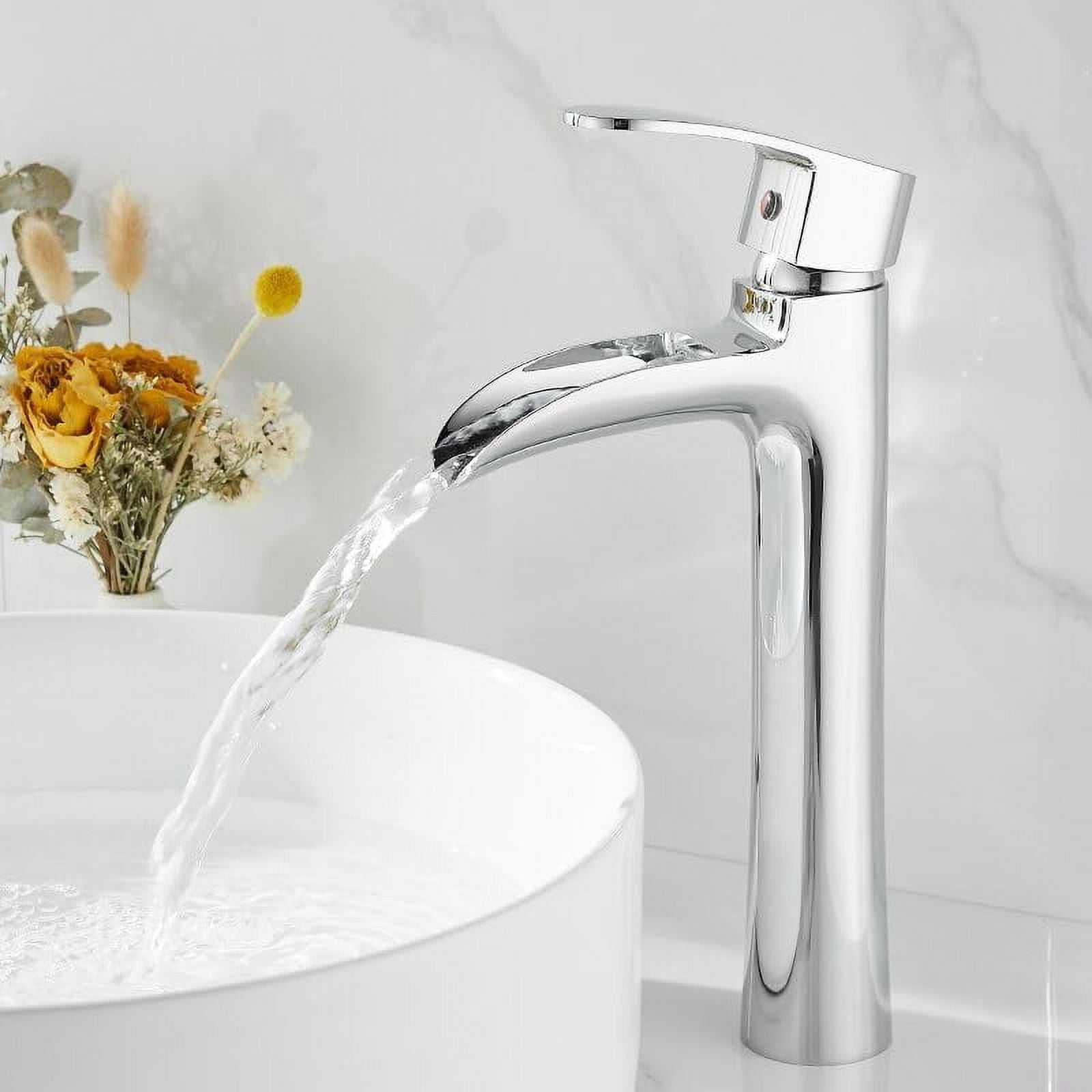 Bathroom Basin Faucet Hot and Cold Chrome Bathroom Waterfall Mixer ...