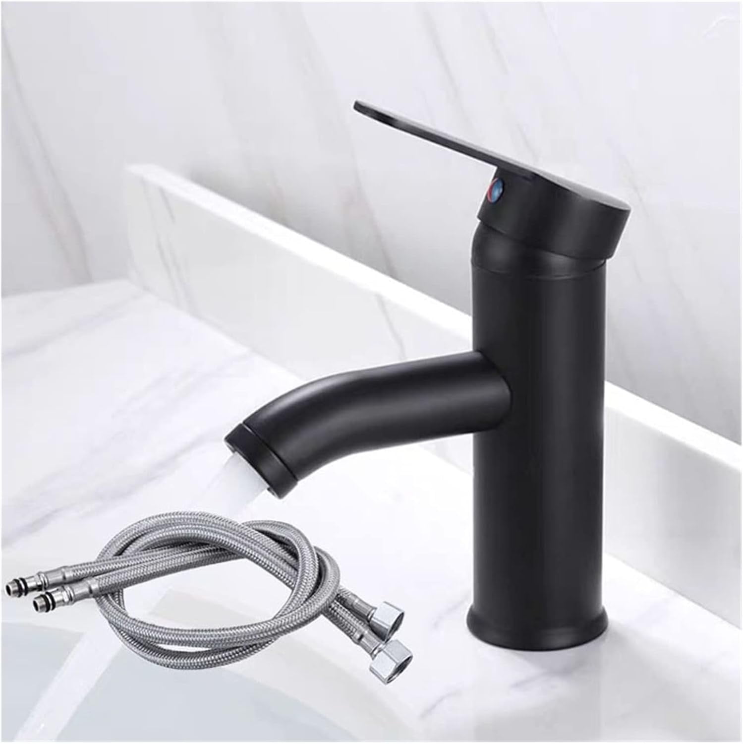 Bathroom Basin Faucet Stainless Steel Black/Chrome Deck Mounted Tap ...