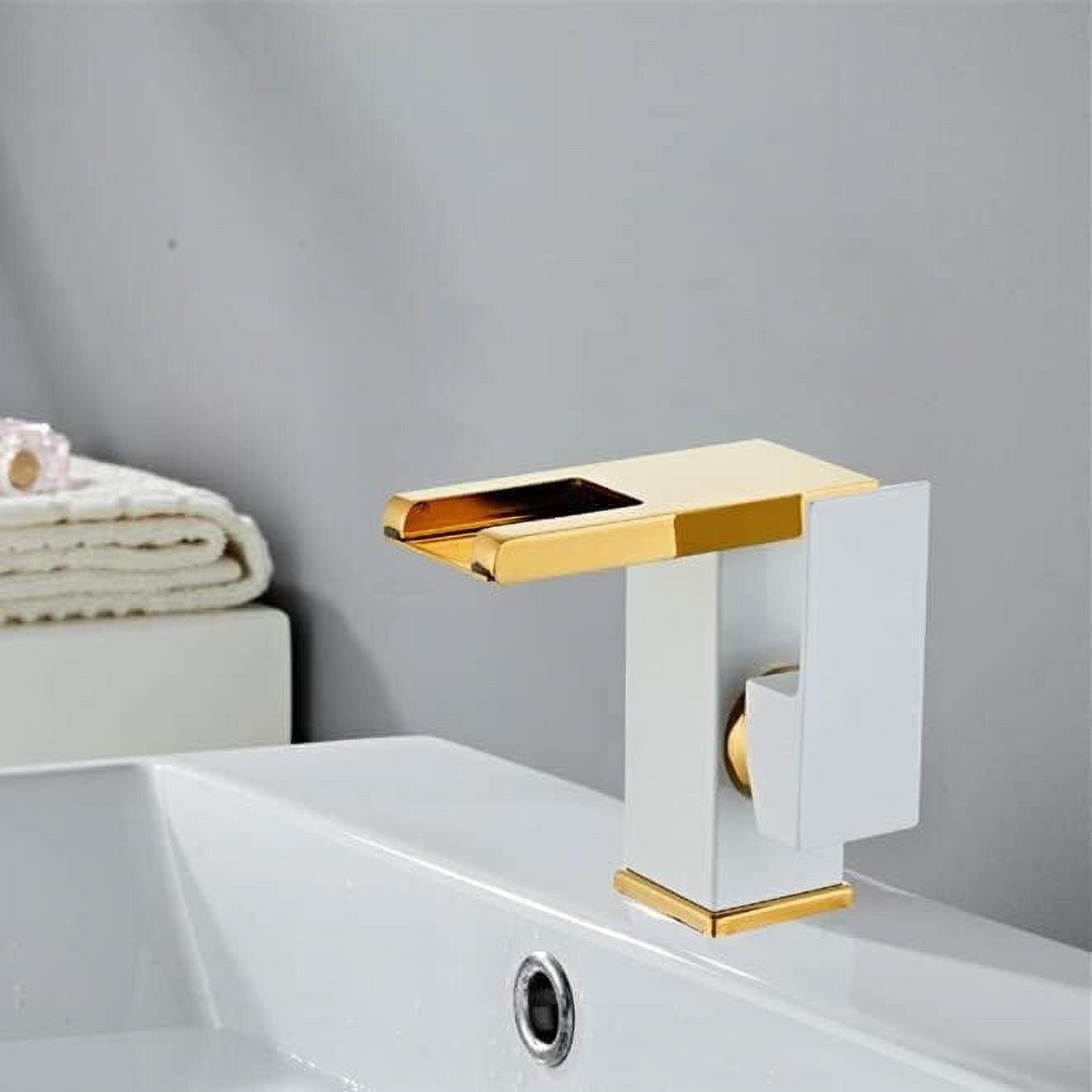 Bathroom Basin Faucet Waterfall Bathroom Mixer Tap Solid Brass LED Sink ...