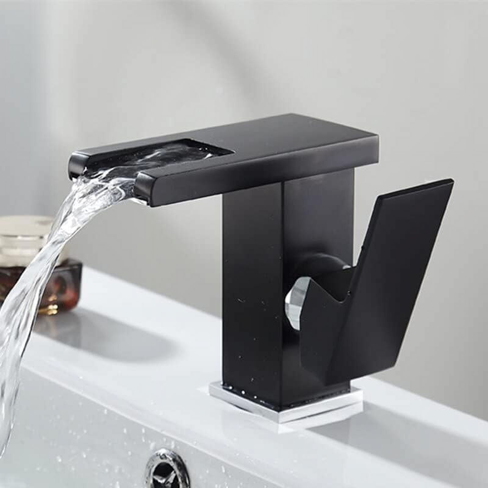 Bathroom Basin Faucet Waterfall Bathroom Mixer Tap Solid Brass LED Sink ...