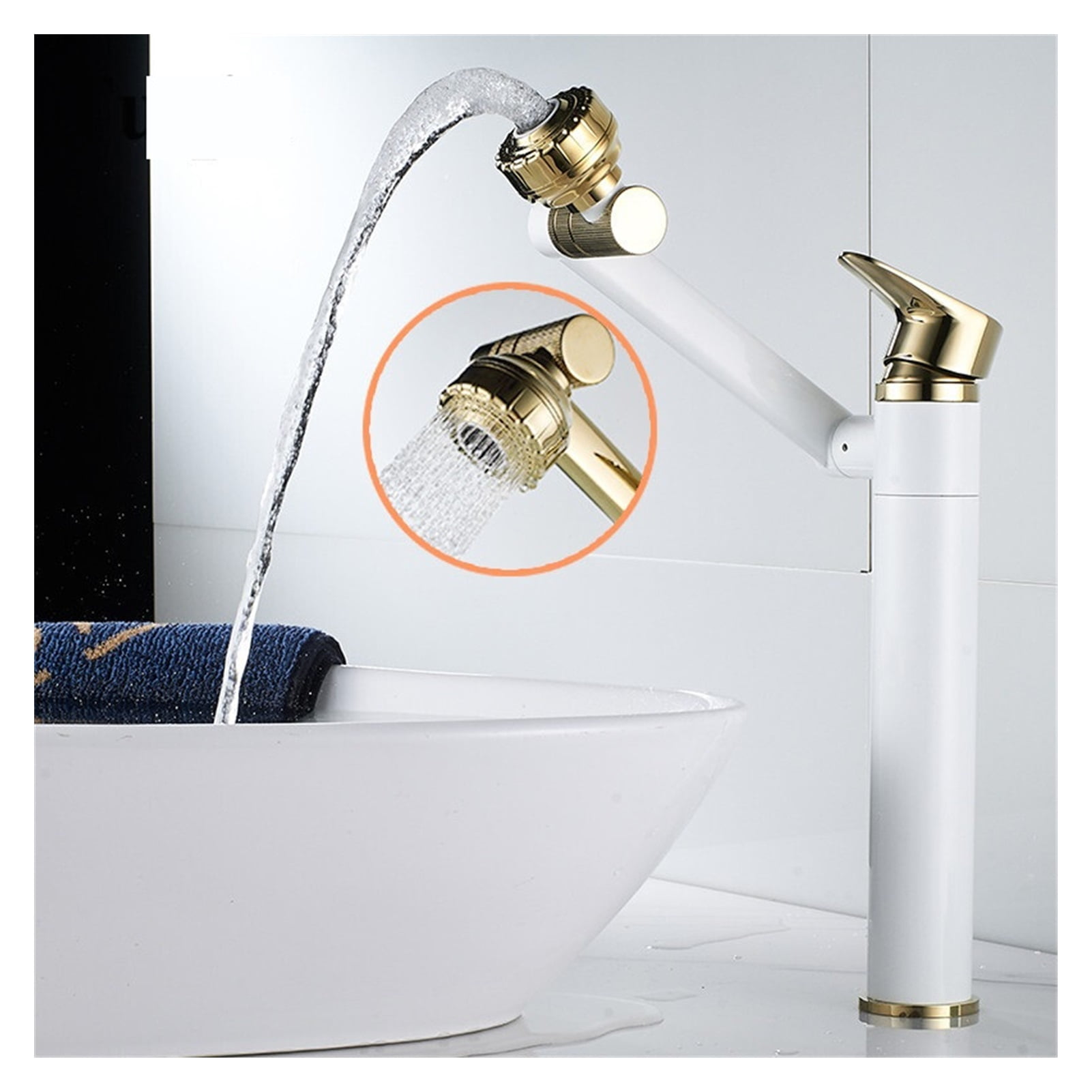 Bathroom Basin Faucet With Shower Head Gold Sink Mixer Tap Black Oil ...