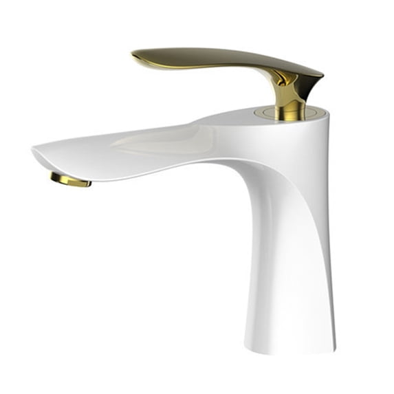 Bathroom Basin Faucets Gold Sink Mixer Tap Hot Cold Single Handle Deck ...