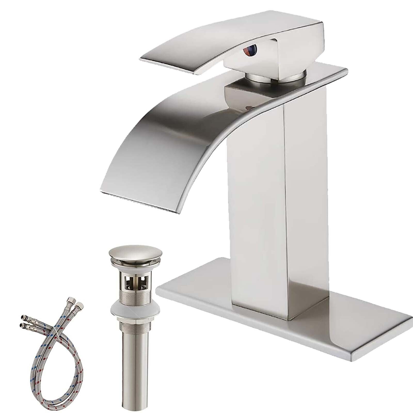 Bathroom Basin Sink Faucet Waterfall Spout Single Hole Mixer Tap ...