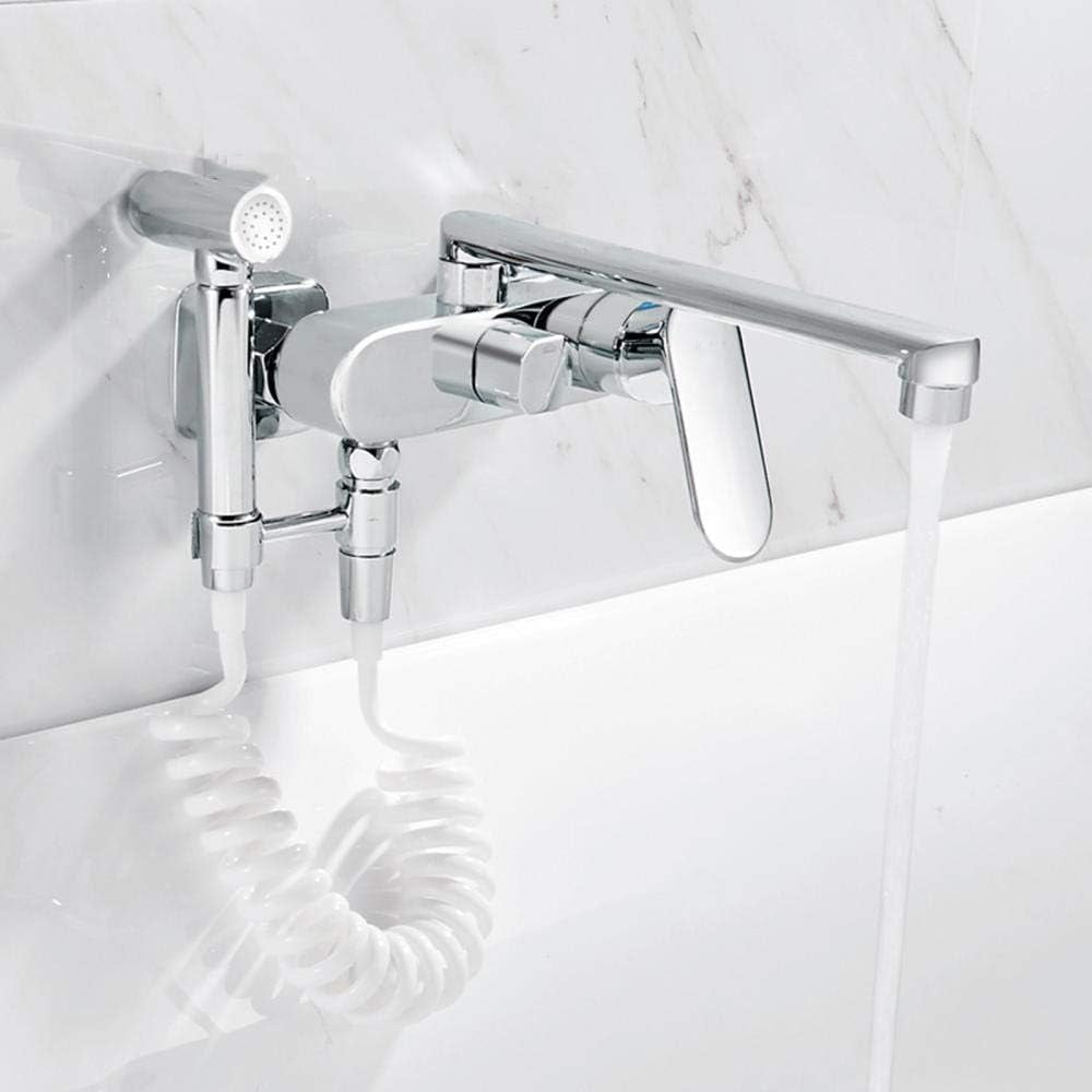 Bathroom Bath Taps Wall Mounted Brass Free Rotation With Flushing Spray ...