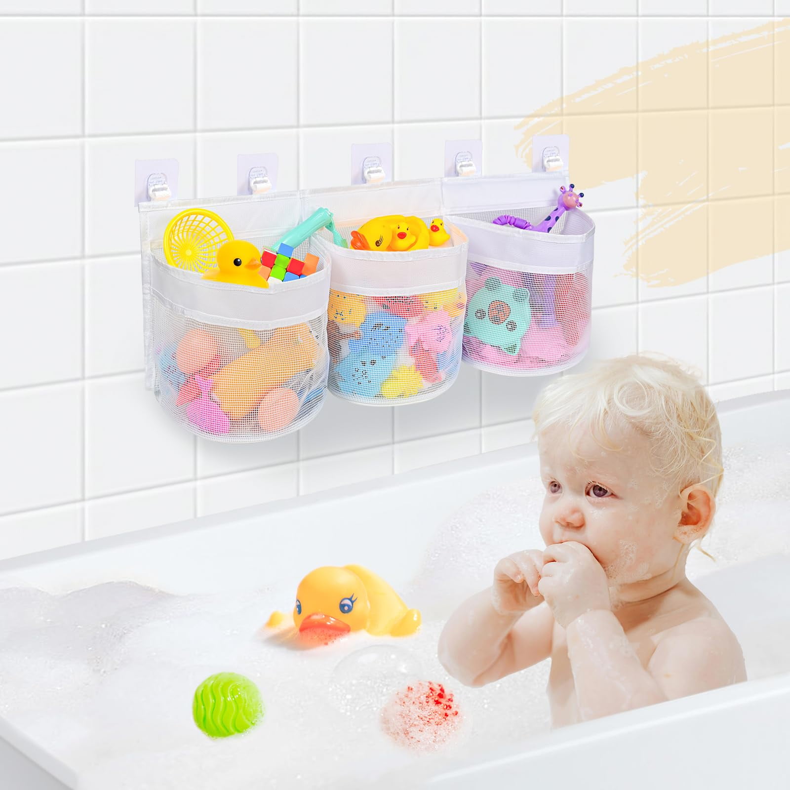 Bathroom Bath Toy Storage For Bathtub, Baby Bath Tub Toys Holder, Kids ...