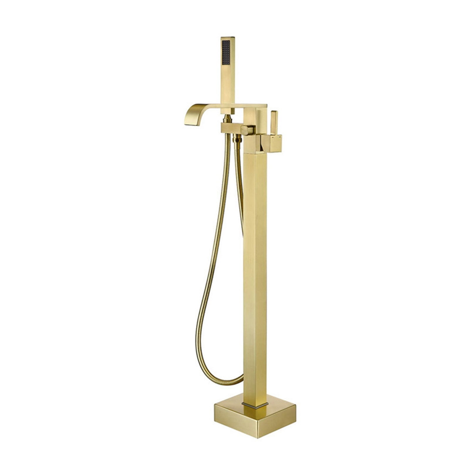 Bathroom Bathtub Faucet + Handheld Shower Free Standing Brushed Gold ...