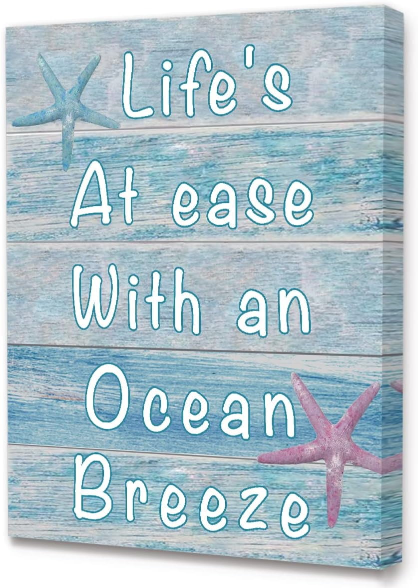 Bathroom Beach Decor,Beach Starfish Wall Decor,Life''s at Ease with an ...