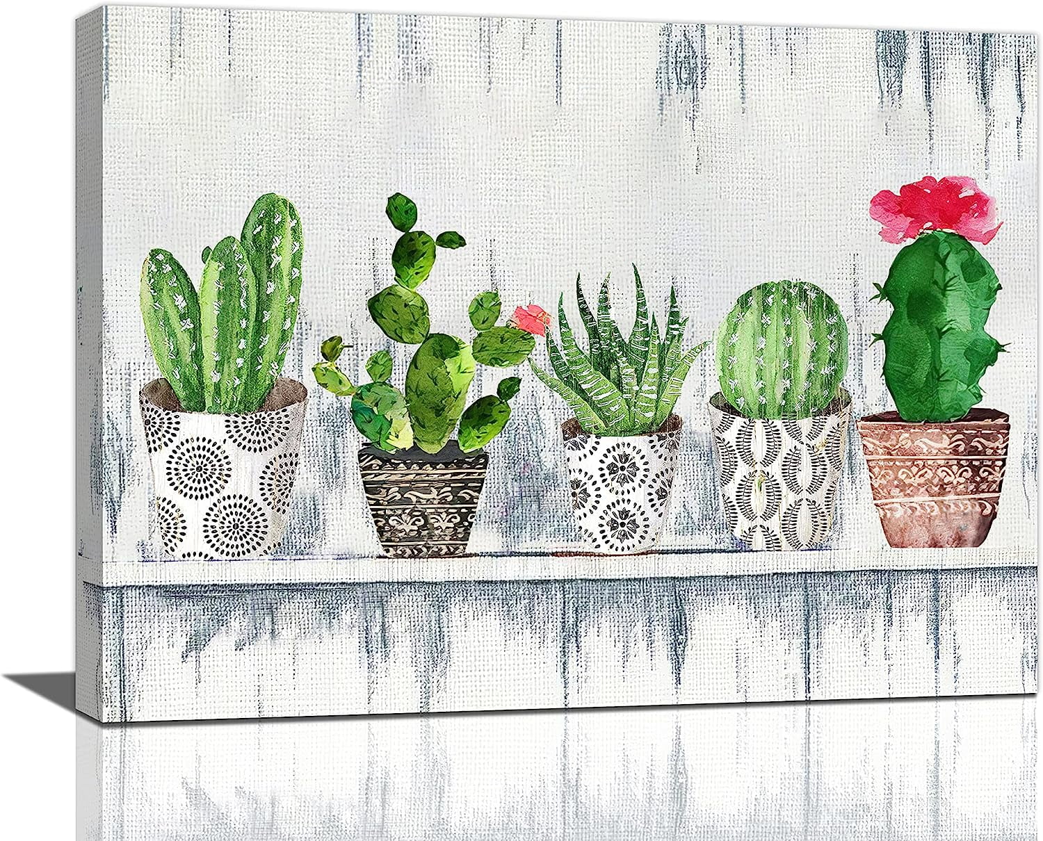 Bathroom Botanical Plant Wall Art Country Green Cactus Canvas Prints ...