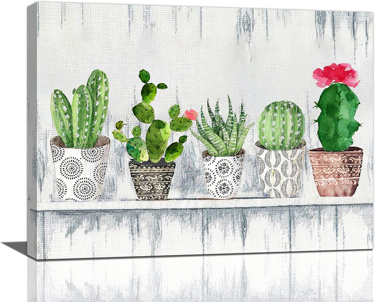 Bathroom Botanical Plant Wall Art Country Green Cactus Canvas Prints ...