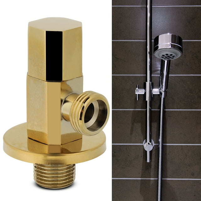 Bathroom Brass Gold Angle Stop Valve Water Control Valve Faucet Angle ...