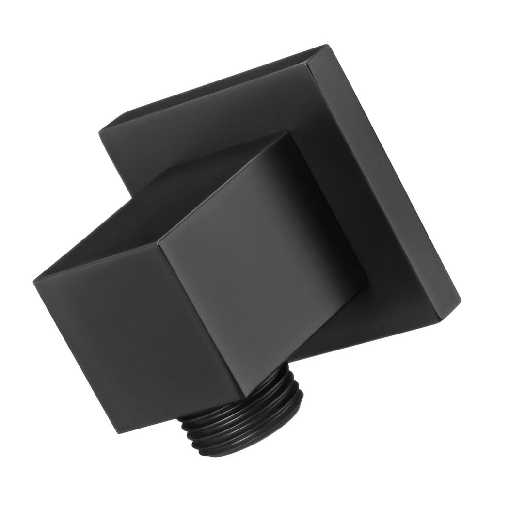 Bathroom Brass Square Shower Hose Wall Outlet Elbow Modern Black ...