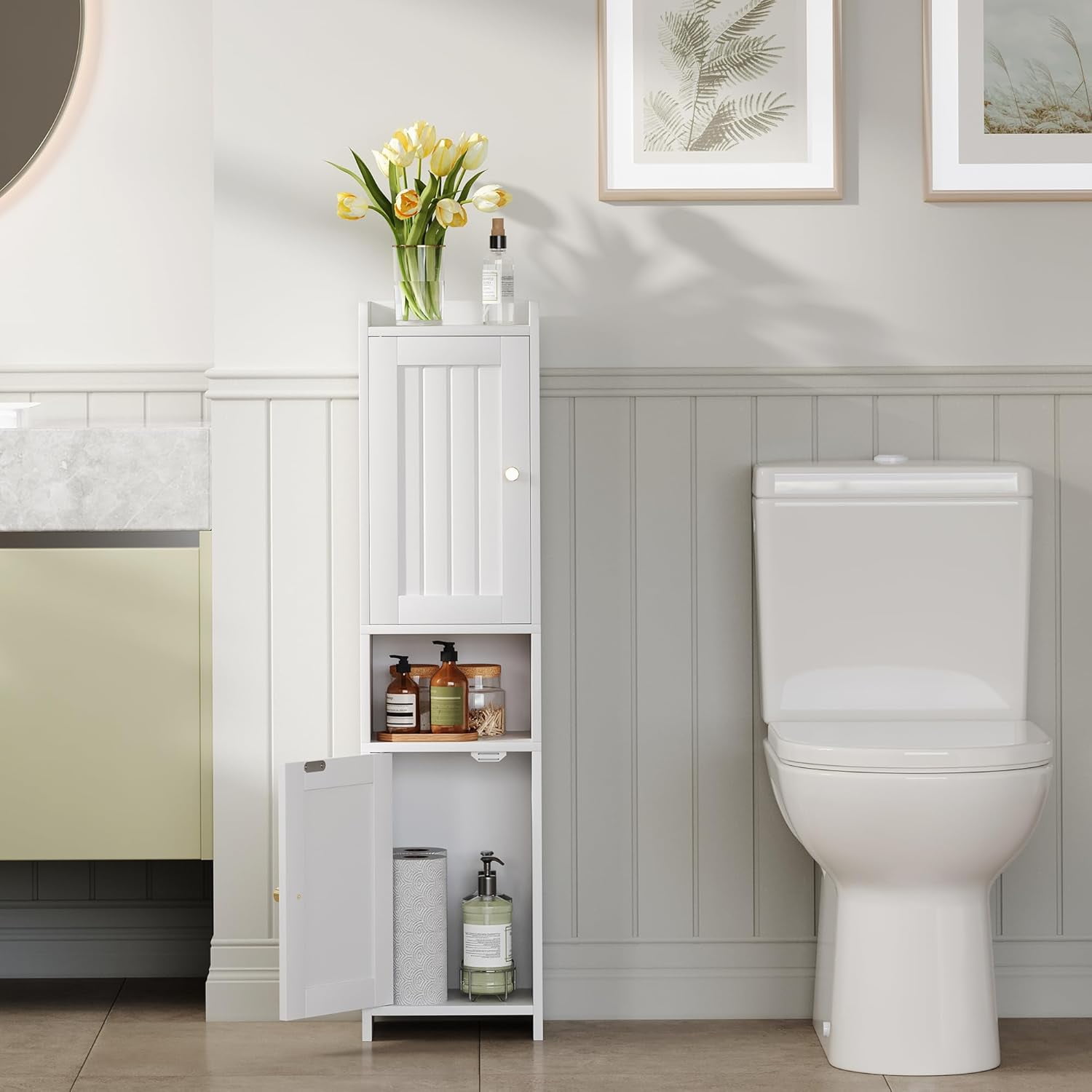 Bathroom Cabinet with 2 Doors, Small Freestanding Storage Cabinet with ...