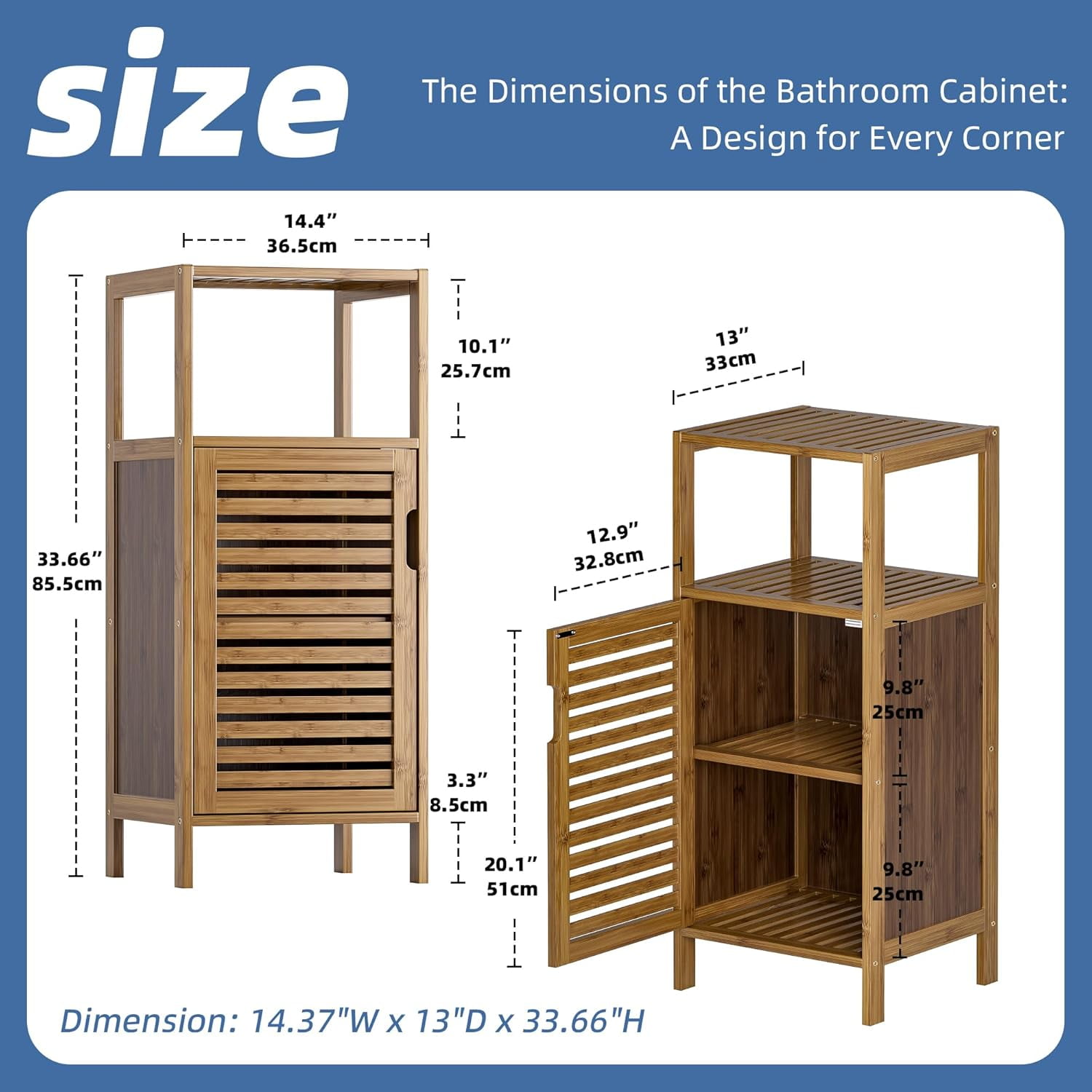 Bathroom Cabinet Freestanding Small Floor Cabinet 4 Tier Single Door ...