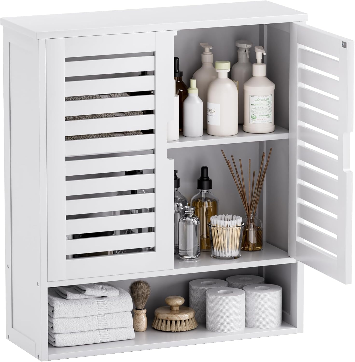 Bathroom Cabinet Wall Mounted, Bamboo Over-The-Toilet Storage Organizer ...