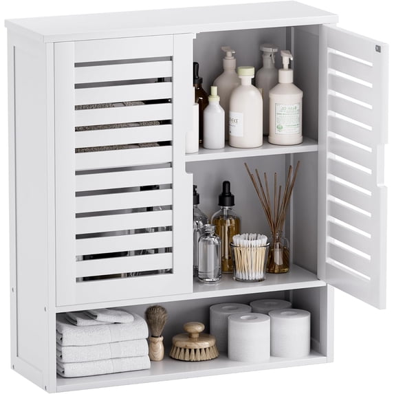 Bathroom Cabinet Wall Mounted, Bamboo Over-The-Toilet Storage Organizer ...