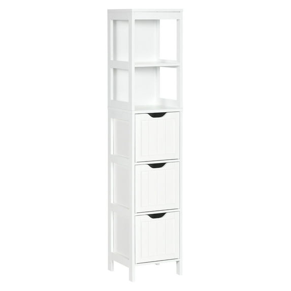 Bathroom Cabinet with Drawers, Slim Tall Linen Tower, 2 Shelf ...