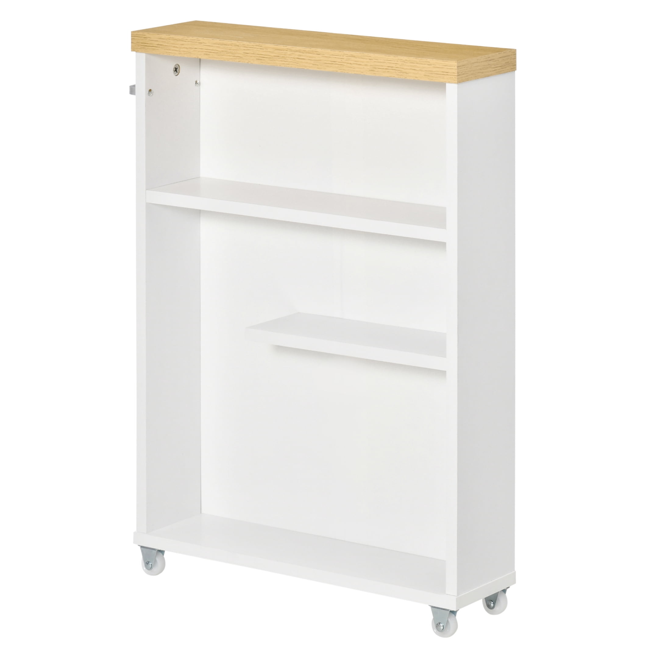 Bathroom Cabinet with Wheels, Slim Storage Organizer, 3 Tier Wood ...