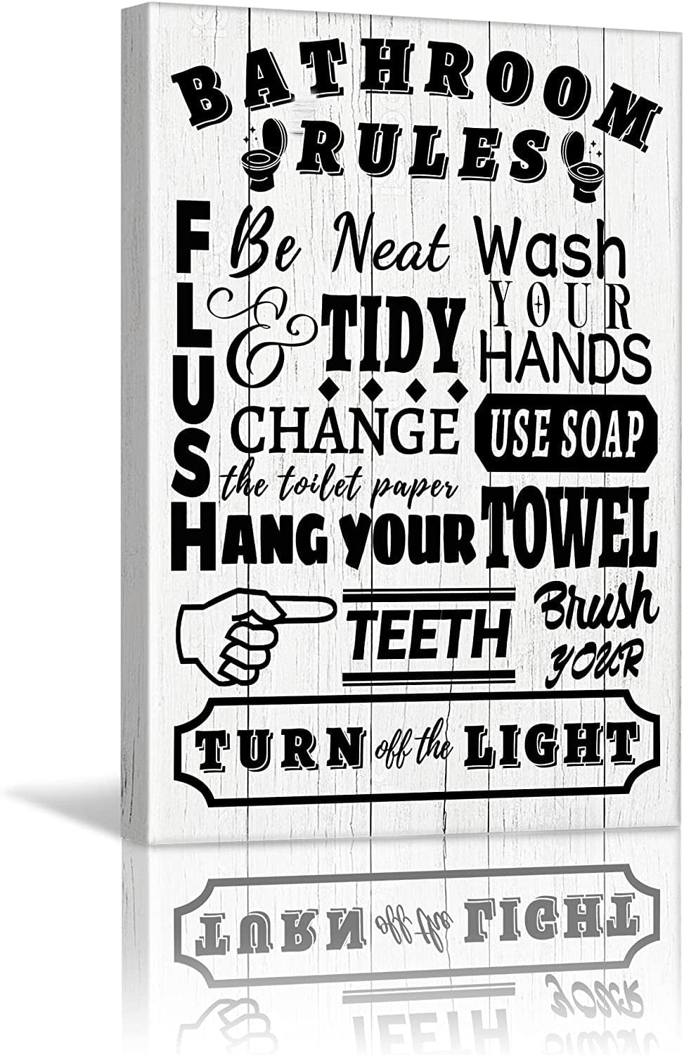 Bathroom Canvas Wall Art | Rustic Bathroom Funny Rules Prints Signs ...