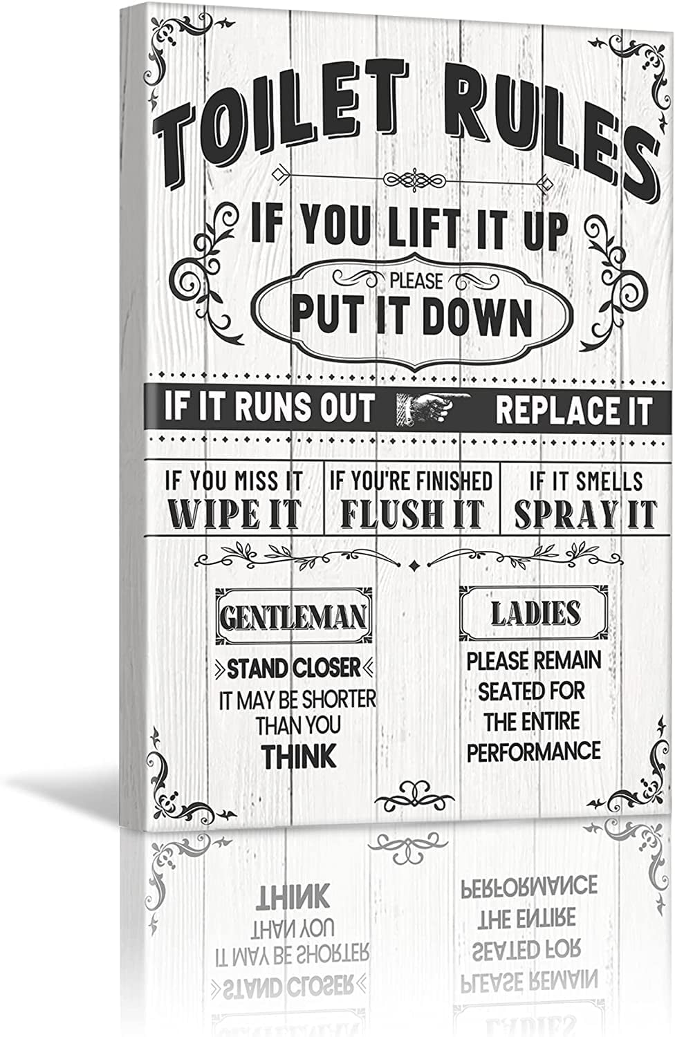 Rustic Funny Toilet Rules Canvas Wall Art, Bathroom Decor, 12 X 16 inch ...