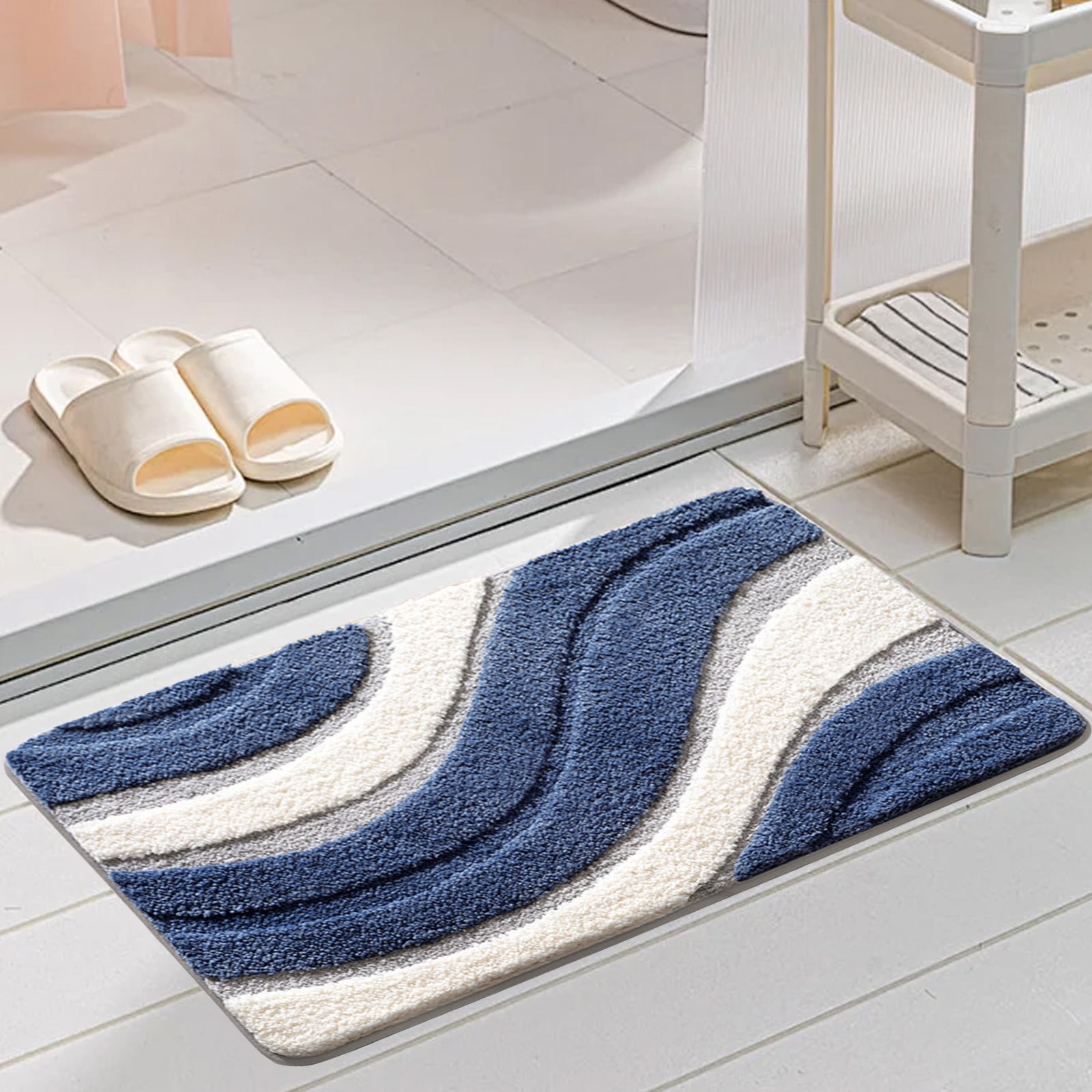 Bathroom Carpet Mat, Soft Absorbent Non-Slip Bath Rug, Fine Fiber Bath ...