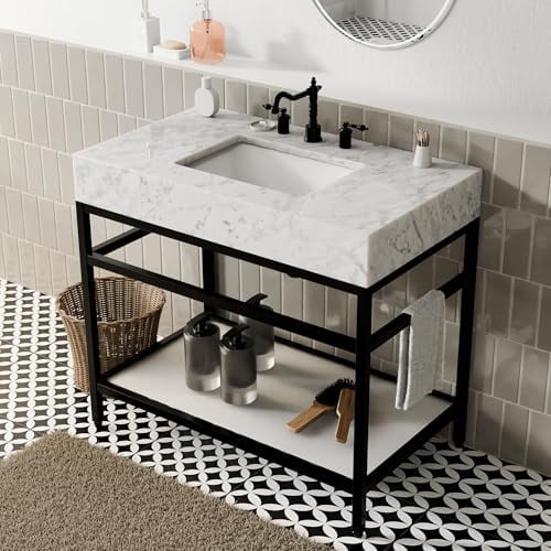 Bathroom Carrara Marble Vanity with Sink 36" x 21" Freestanding Console ...
