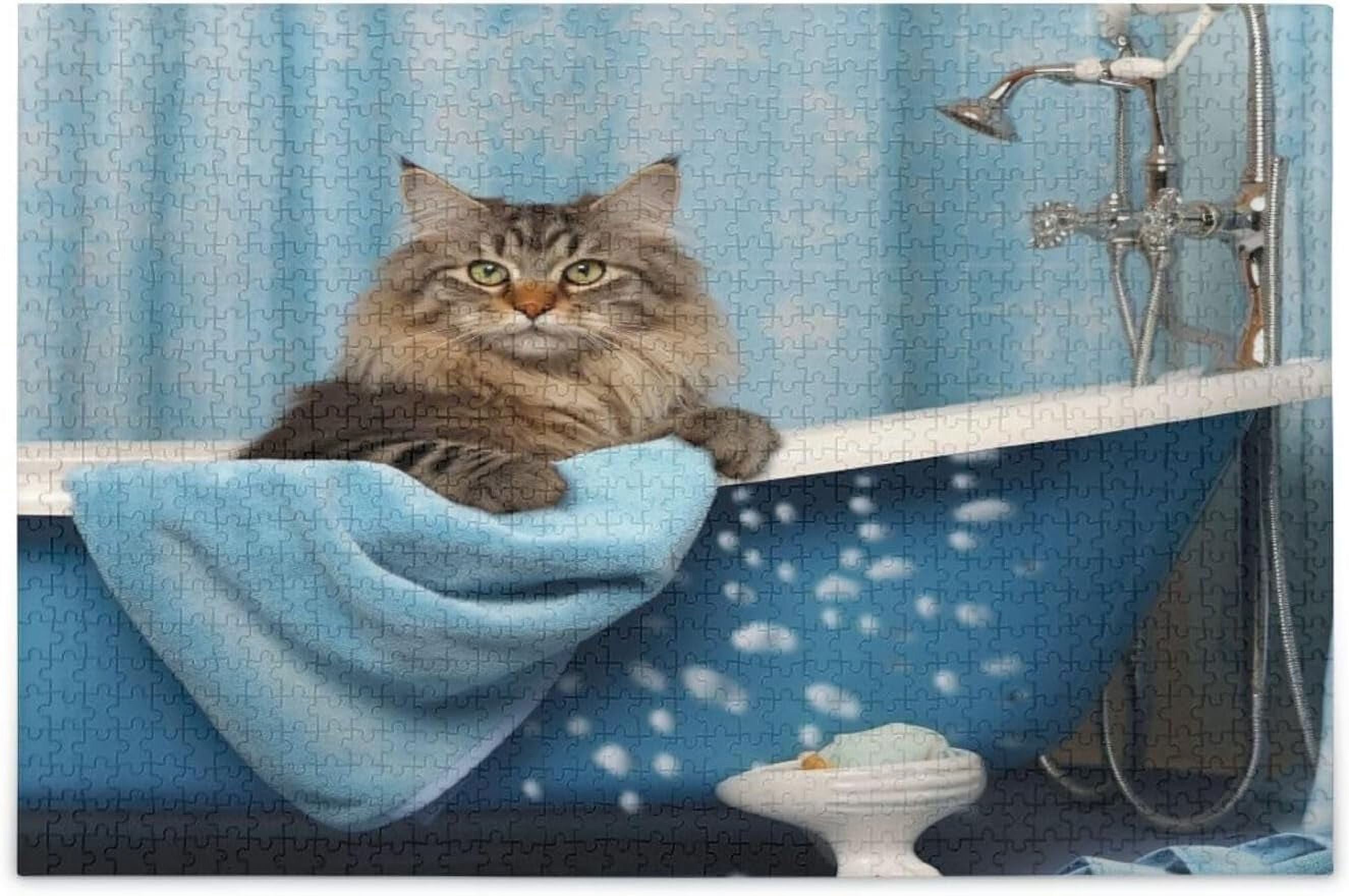 Bathroom Cat Puzzles for Adults 500 Pieces, Fun Puzzles for Teens ...