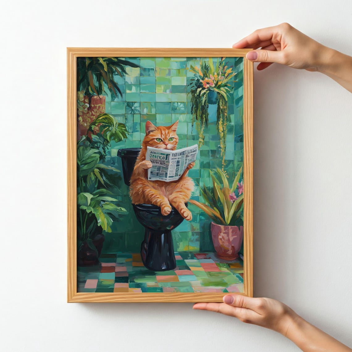 Bathroom Cat Wall Art Print, Unframed Paper Poster 16x20in - Walmart.com