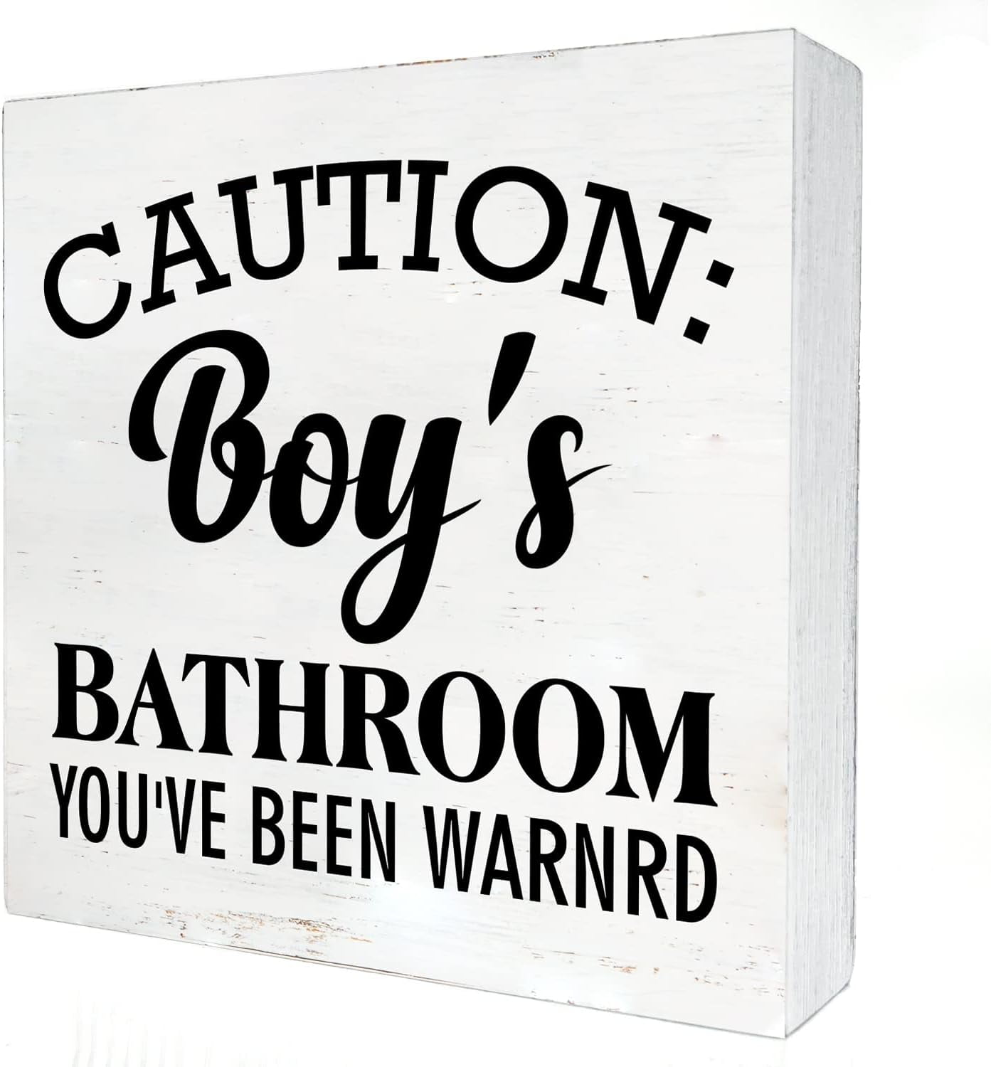 Bathroom Caution Wooden Box Sign with Saying Desk Decor 7x7 Inch ...