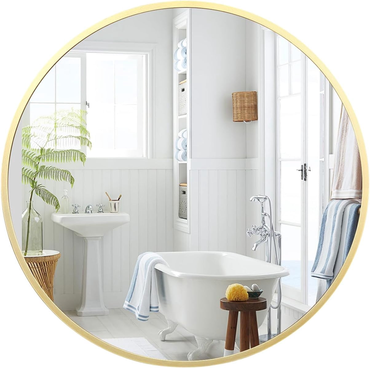 Bathroom Circle Mirror Wall Mounted Round, Easy Hanging, Modern Rustic ...