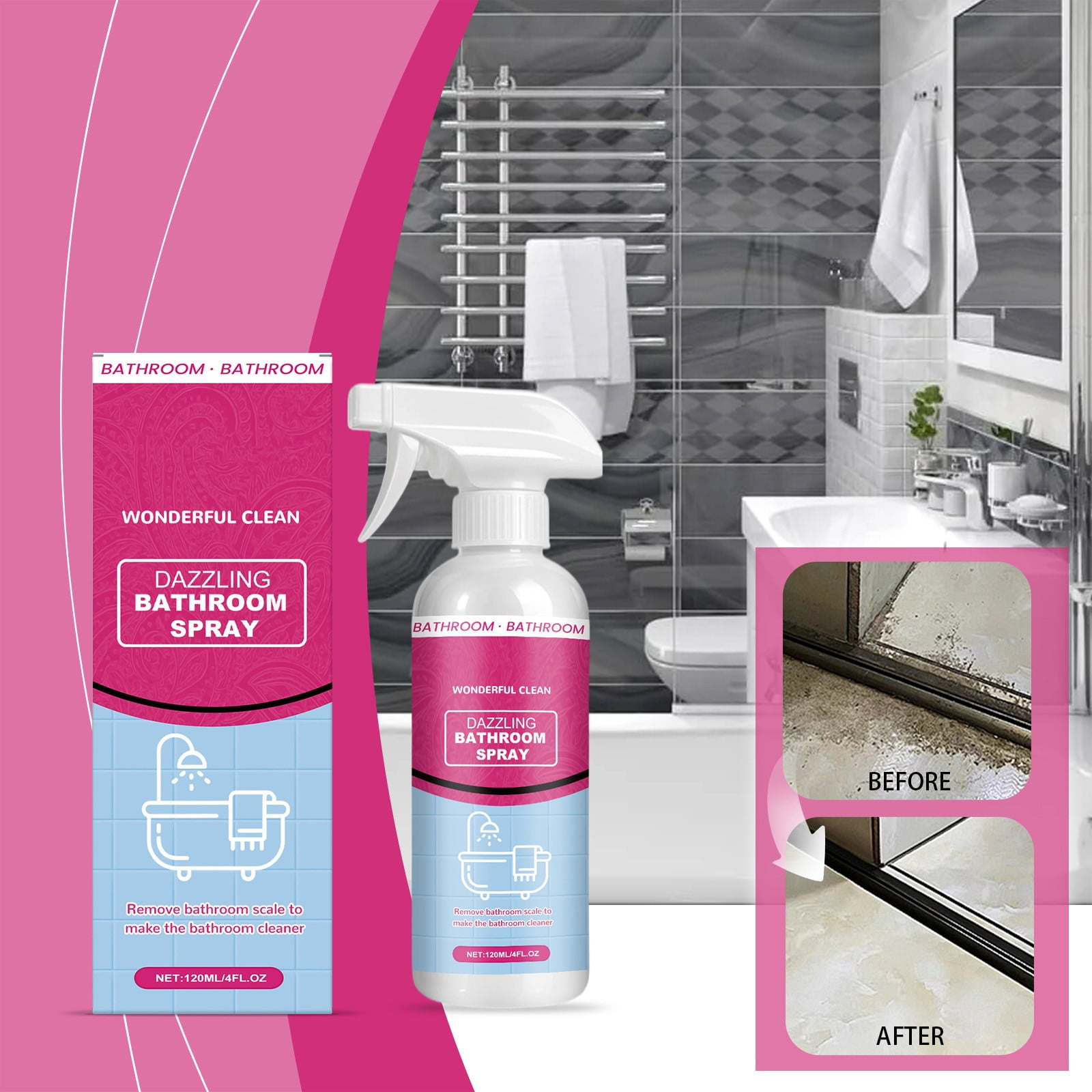 Bathroom Cleaner Foam Spray | Glass Descaler Tile Tub Faucet Remover ...